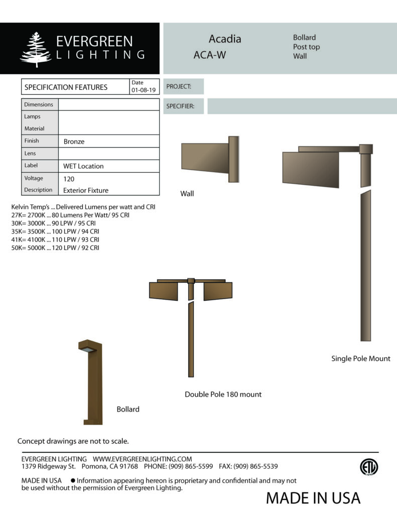 Acadia series – Evergreen Lighting